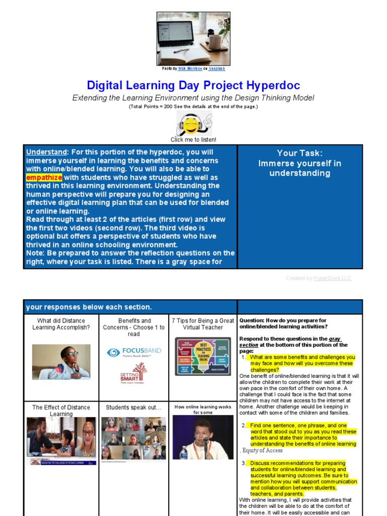 Updated Copy Digital Learning Day Project Hyperdoc Lesson Template 2021 | PDF | Educational ...