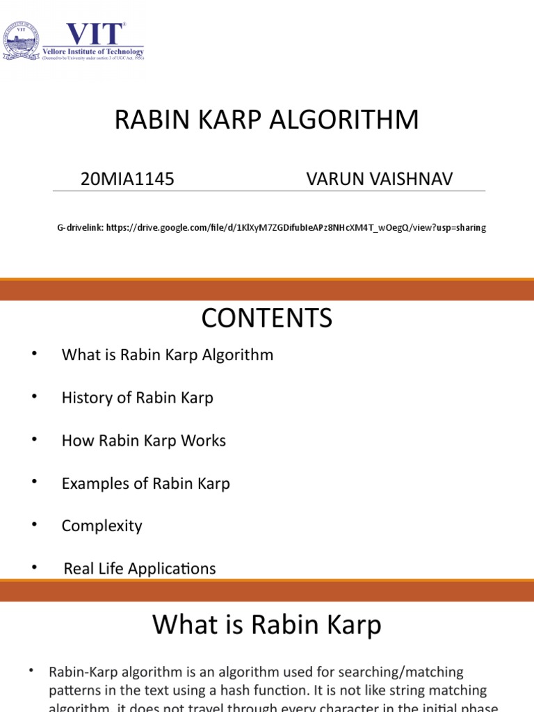 Rabin Karp Algorithm: 20mia1145 Varun Vaishnav | Download Free PDF | Computer Programming ...
