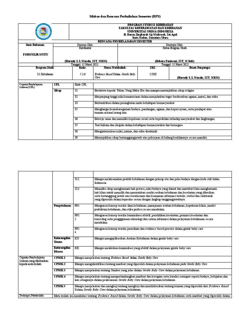 RPS 1 Evidence Based Dalam Gentle Baby Care | PDF | Kesehatan Holistik