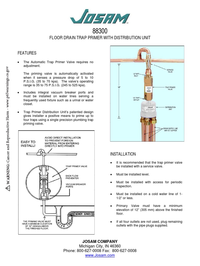 Floor Drain Trap Primer With Distribution Unit: Features | PDF ...