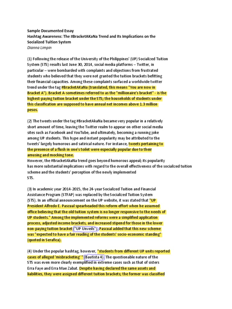 ENG1 Sample Documented Essay - PANTE | PDF