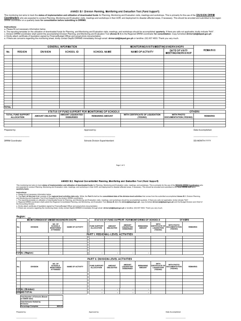 Annex B.1 - Annex B.2 PSF Monitoring Template - 20210526 3 | PDF | Monitoring And Evaluation ...