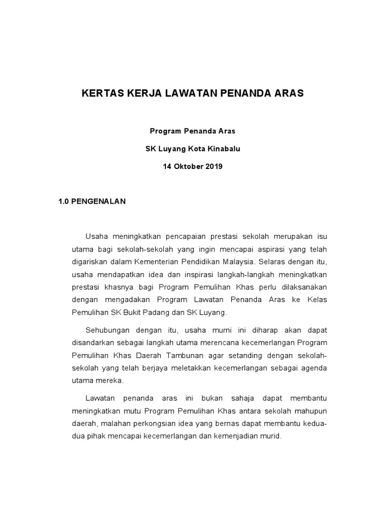 Kertas Kerja Lawatan SK Luyang | PDF