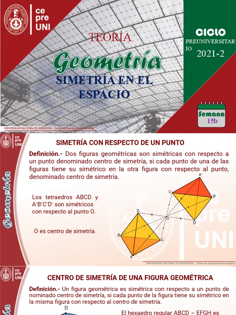 Semana 15b Simetría en El Espacio Teoría - Tarazona 2022-1 | PDF | Tetraedro | Triángulo