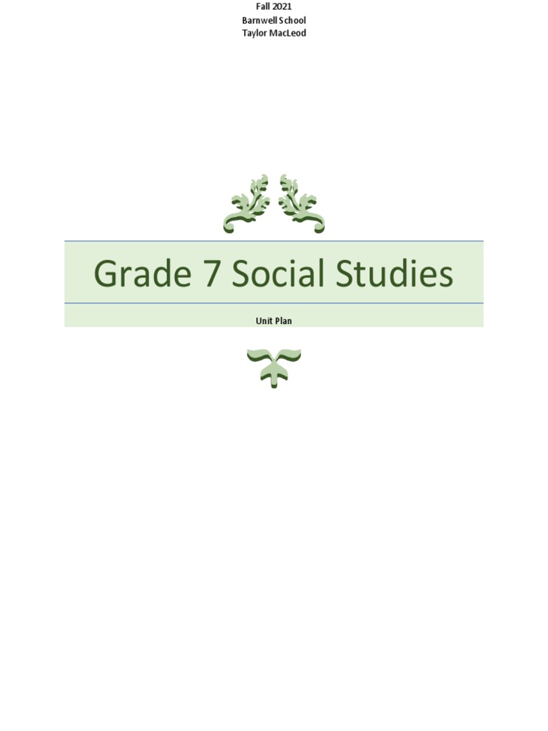 Unit Plan - Grade 7 Ss | PDF | New France | Information