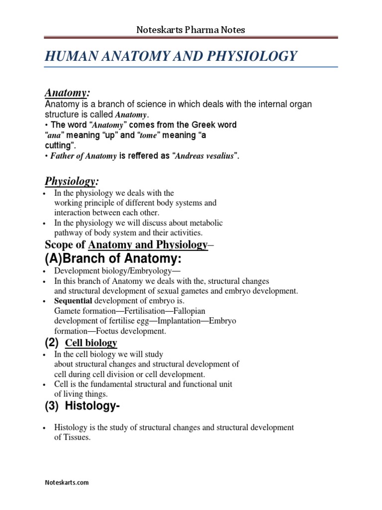 HUMAN ANATOMY AND PHYSIOLOGY - Cell Notes | PDF | Cytoplasm | Human Body
