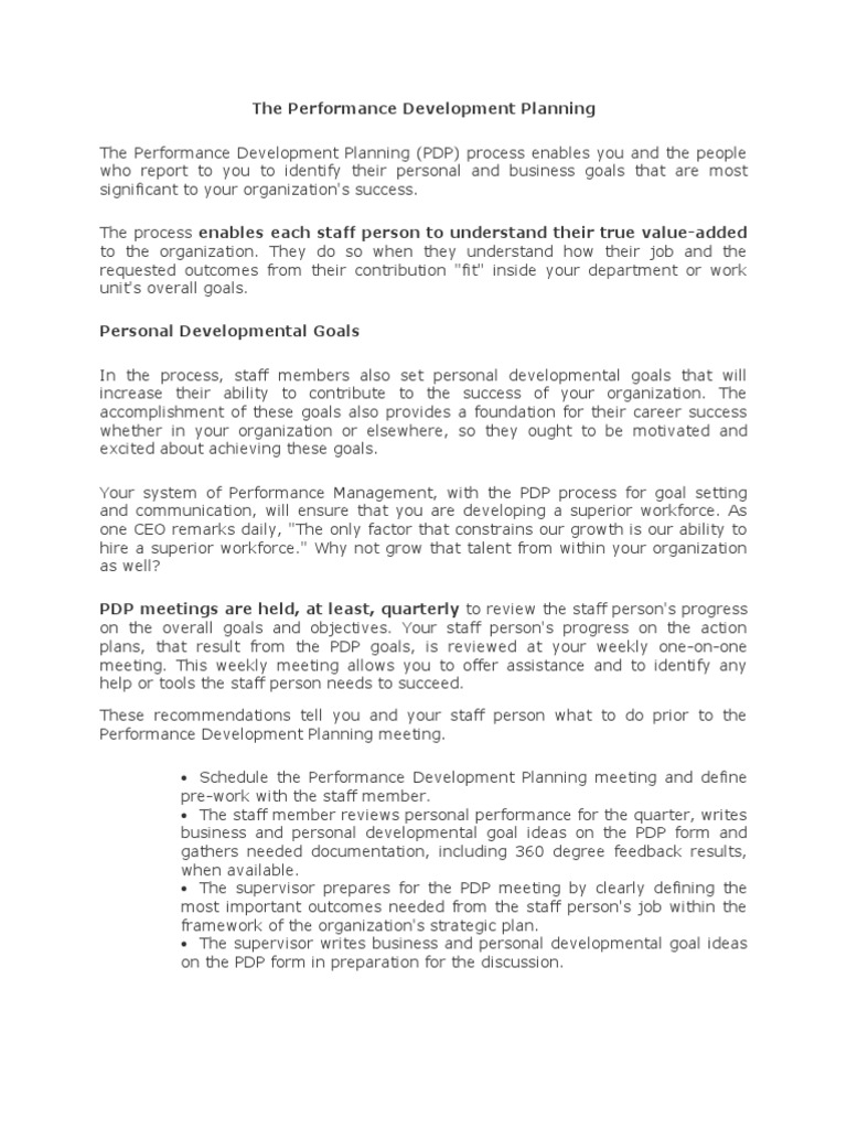 Performance Development Plan | PDF | Goal | Personal Development