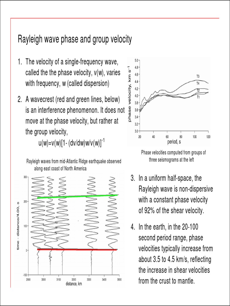 Rayleigh Wave Phase and Group Velocity | PDF