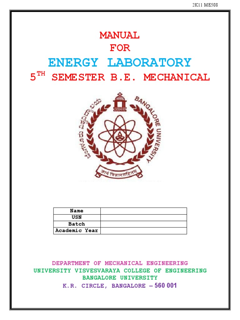 Energy Lab Manual Complete | PDF | Internal Combustion Engine | Diesel ...