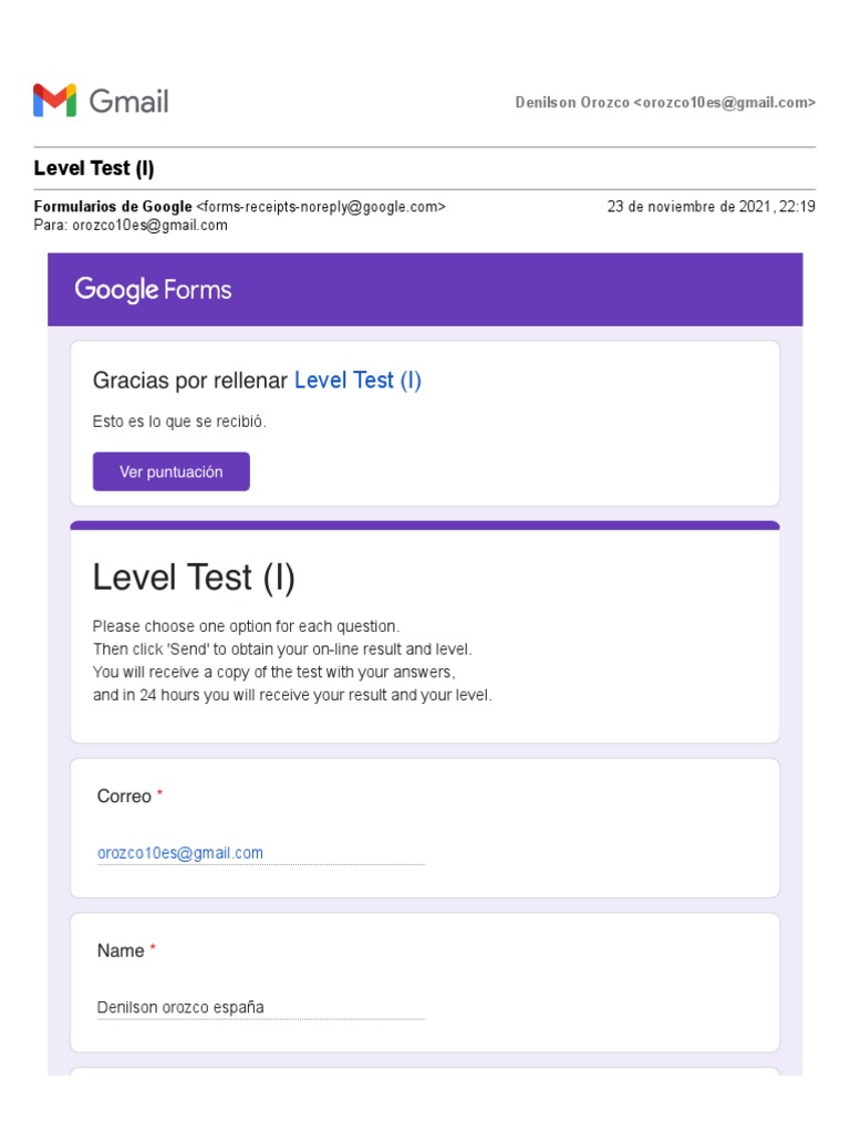 Level Test (I) : Gracias Por Rellenar | PDF
