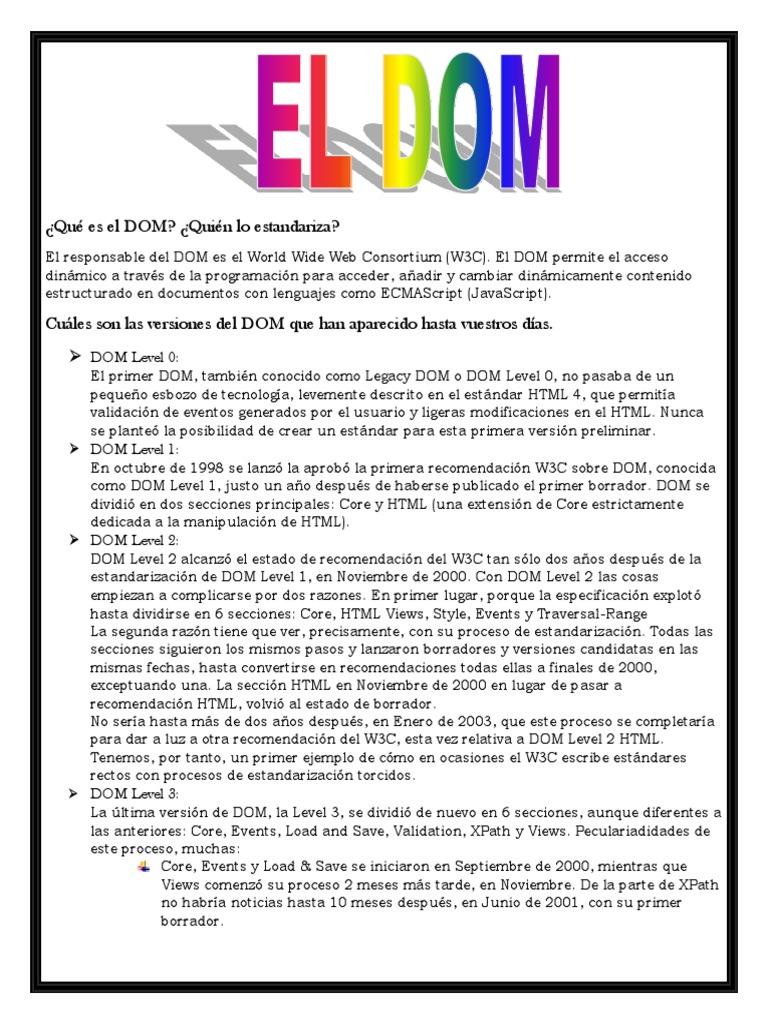 El DOM - García Anduaga Angel Yael | PDF | Modelo de objeto de ...