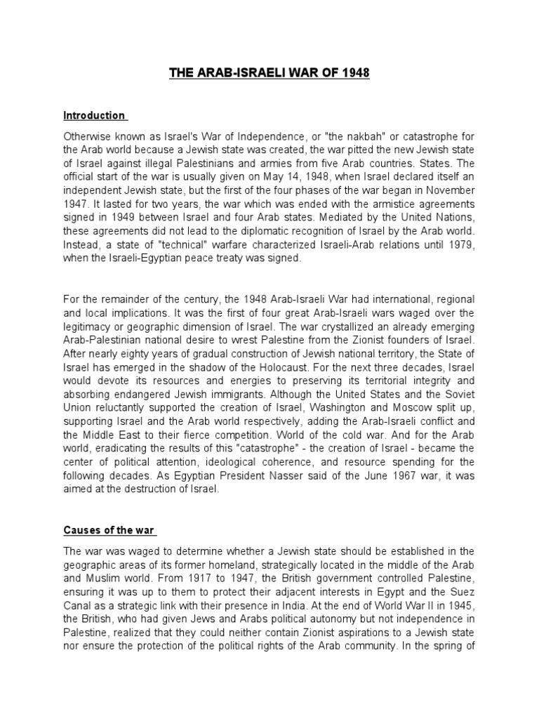 The Arab Israeli War | PDF | Mandatory Palestine | World Politics