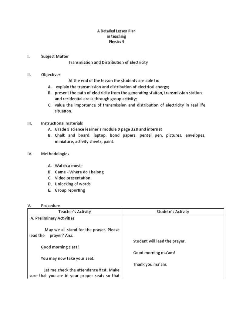 DLP Science9 | PDF | Electric Power Distribution | Electric Power ...