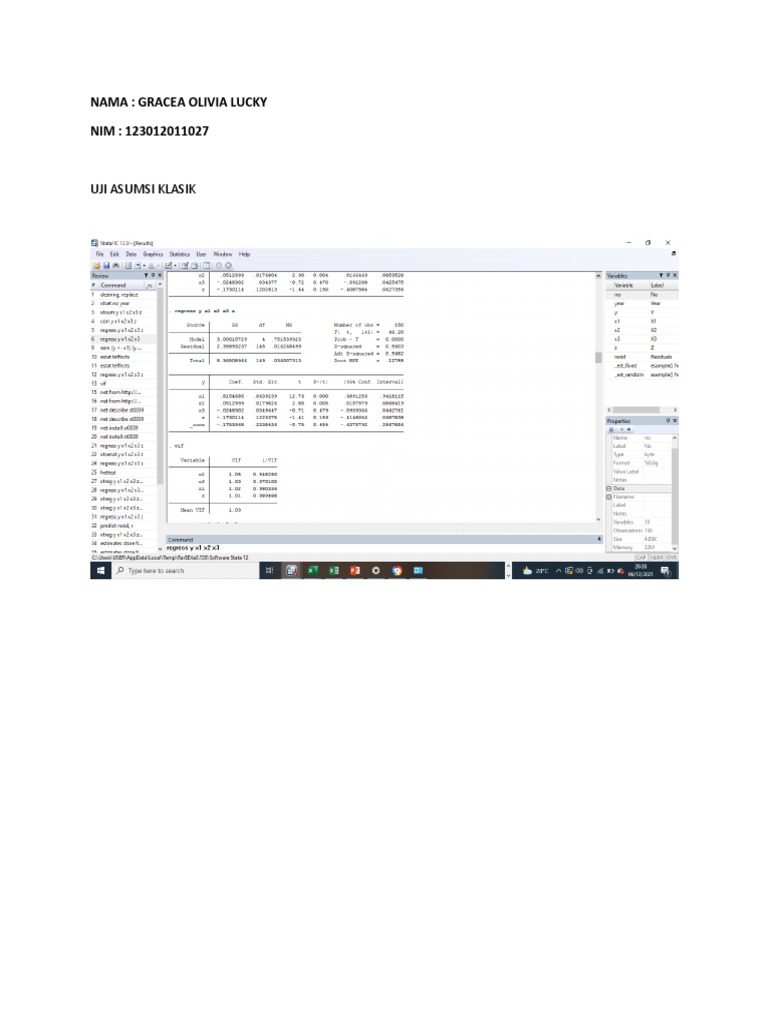 Hasil Pengolahan Data - Software Stata | PDF