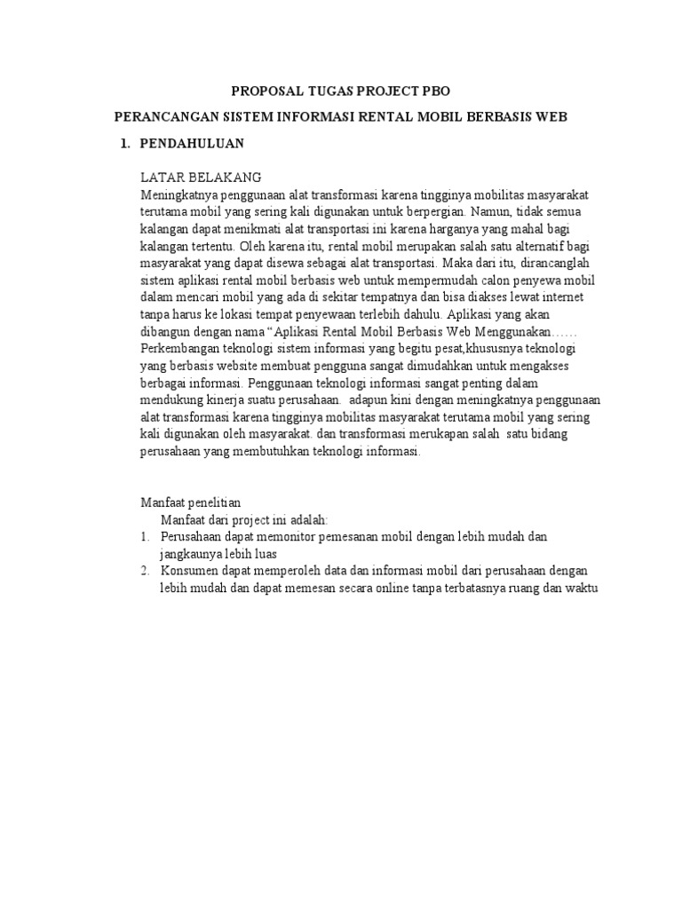 Proposal Tugas Project Pbo | PDF