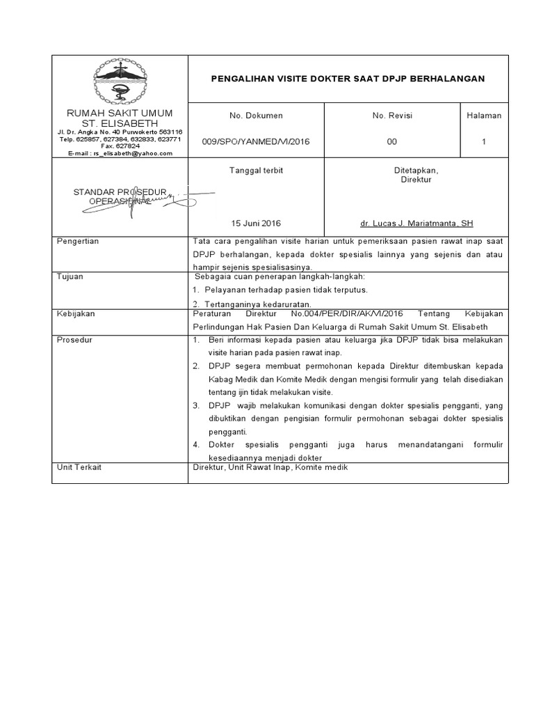 9 Pengalihan Visite Dokter Saat DPJP Berhalangan | PDF | Pengembangan Diri | Kesehatan Holistik