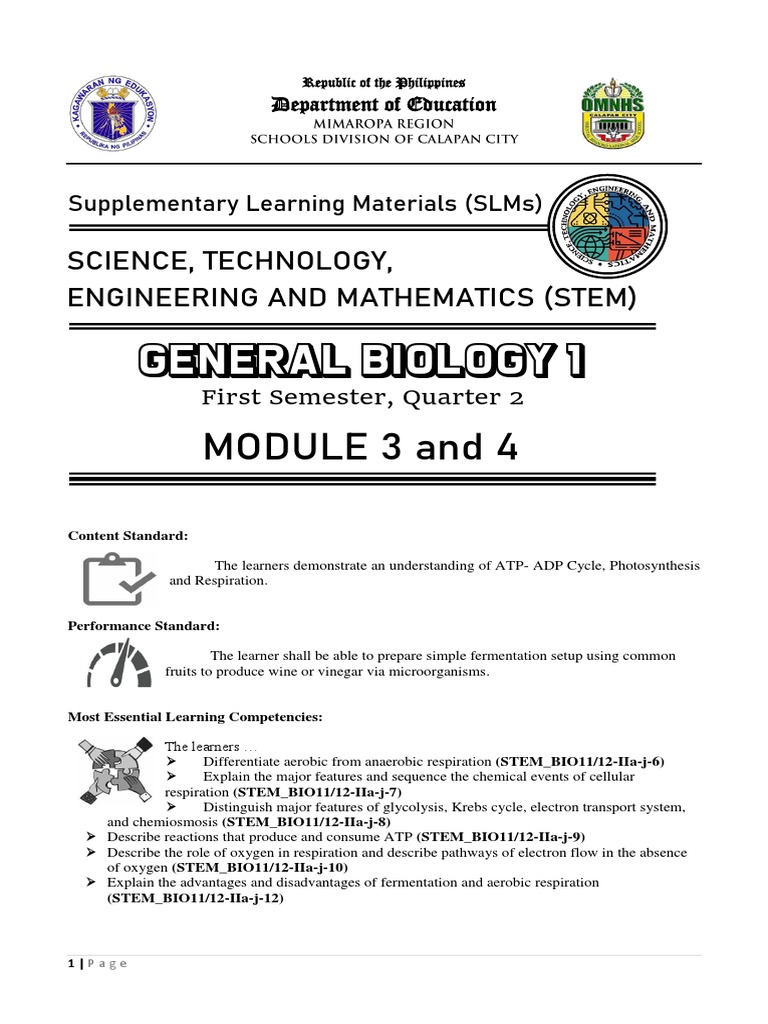 General Biology 1: MODULE 3 and 4 | PDF | Cellular Respiration ...