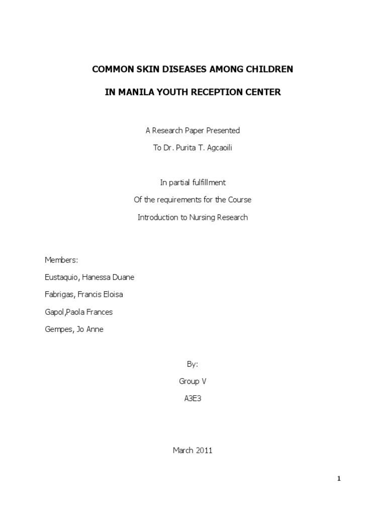 Common Skin Diseases Among Children in Manila Youth Reception Center ...