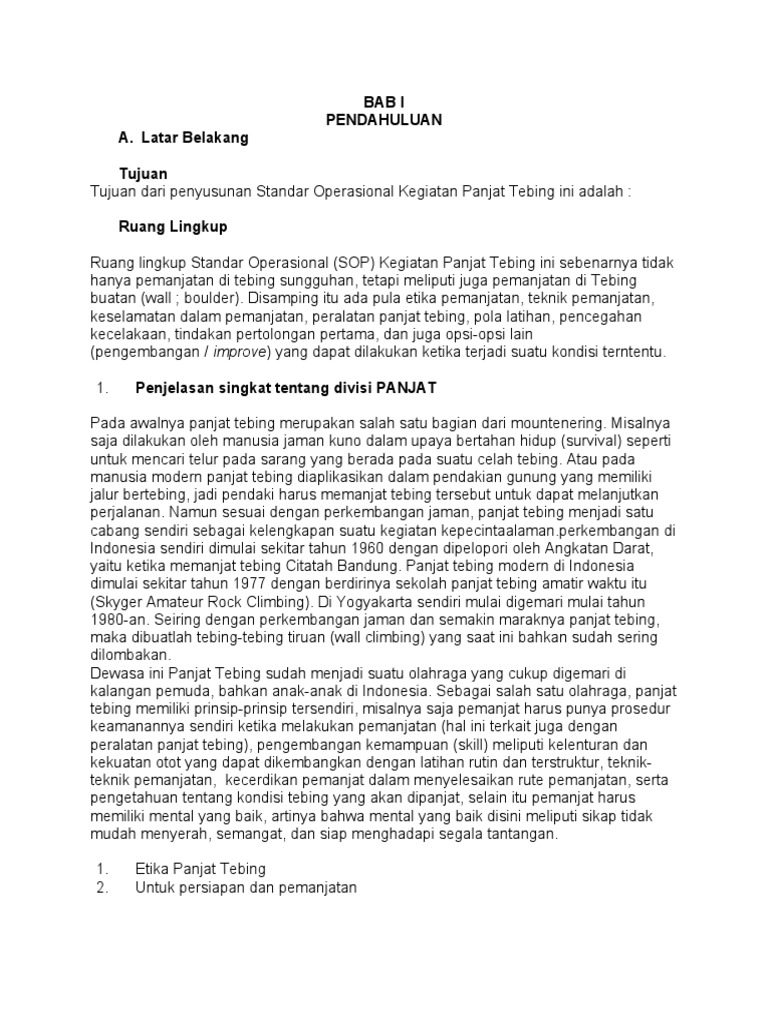 Standar Operasional Panjat Tebing | PDF | Perjalanan