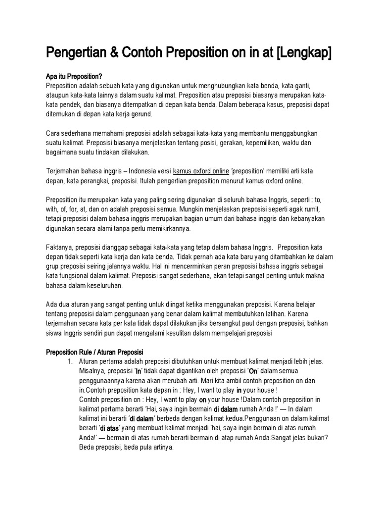 Pengertian Preposition Pdf