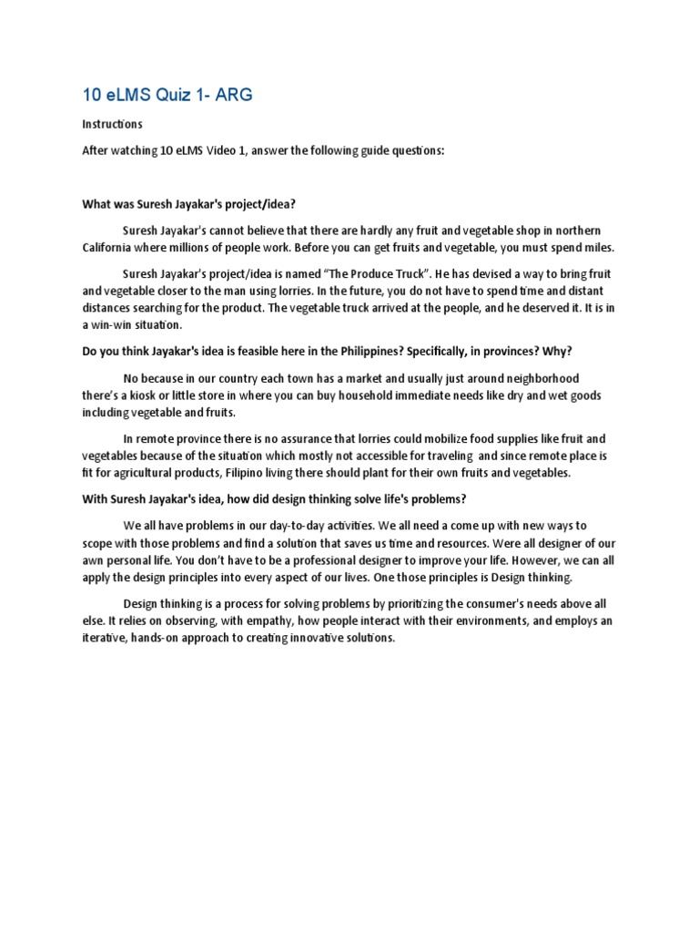 10 eLMS Quiz 1 - ARG | PDF