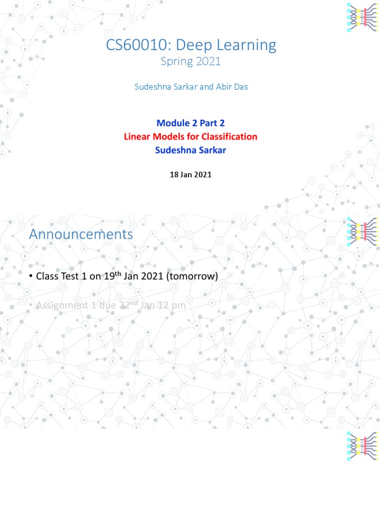 CS60010: Deep Learning: Spring 2021 | PDF | Statistical Theory ...