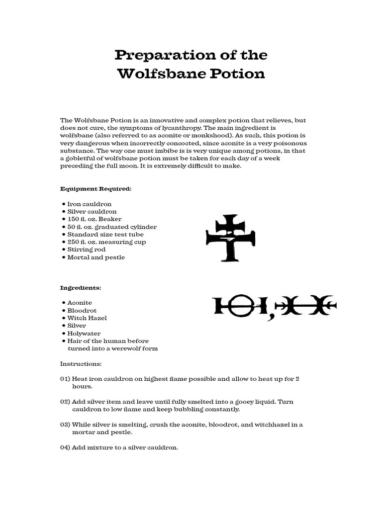Wolfsbane Potion Preparation Guide | PDF