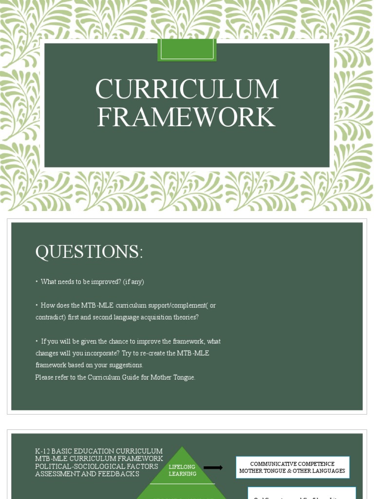 MTB-MLE Curriculum Framework Overview | PDF | Curriculum | Second ...