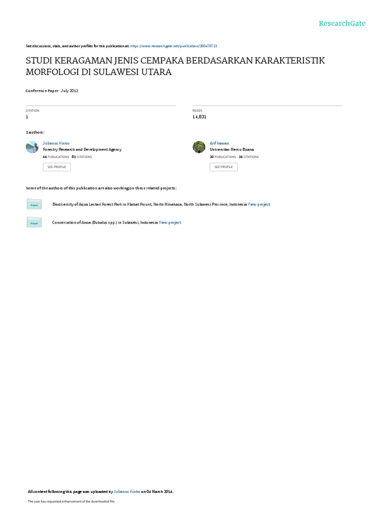 Keragaman Jenis Cempaka di Sulawesi Utara | PDF