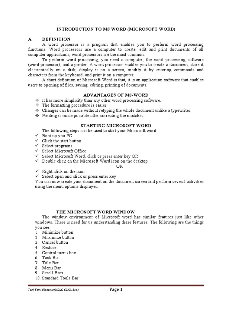 Introduction to MS Word - The Ultimate Guide | PDF | Word Processor ...