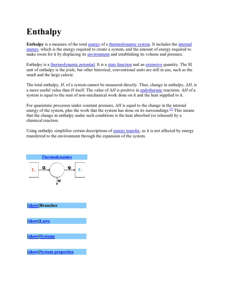 Enthalpy | PDF | Finance & Money Management | Teaching Methods & Materials