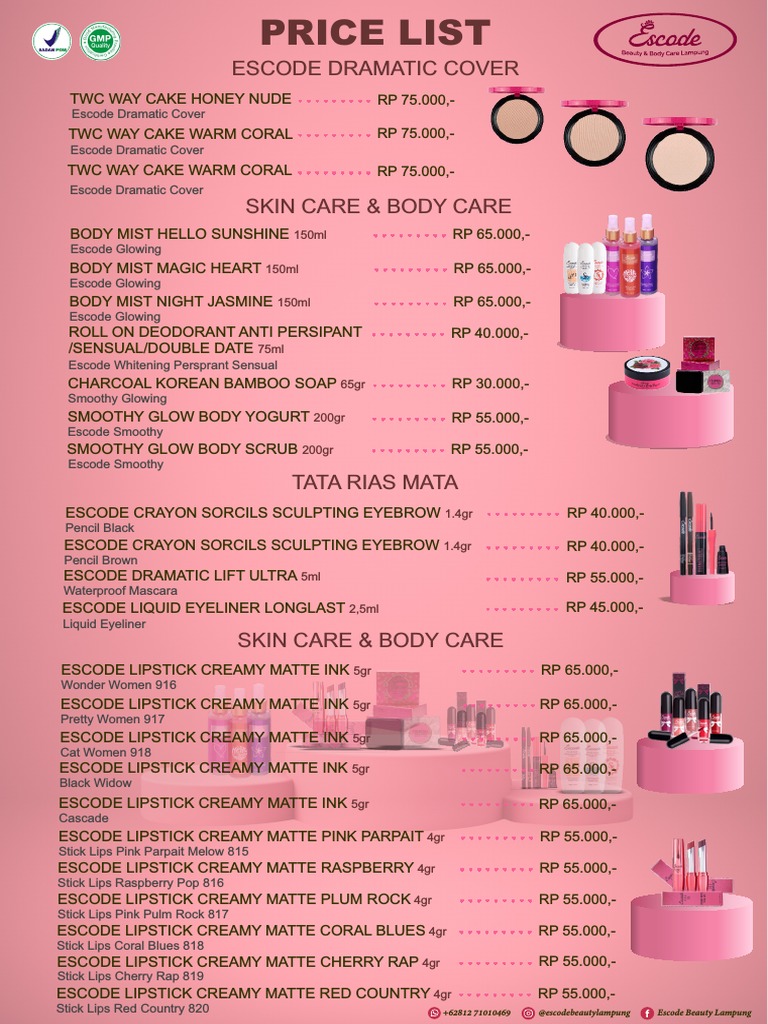 Contoh Price List Produk Kecantikan | PDF | Beauty | Cosmetics
