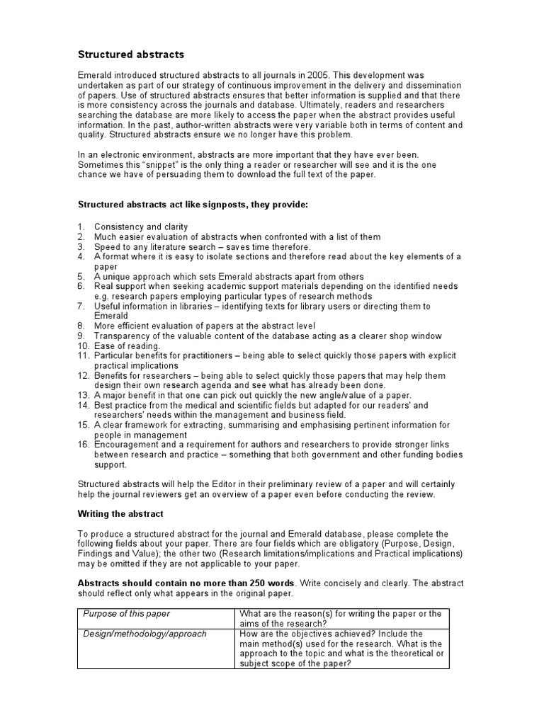 How To Write A Structured Abstract (New) | PDF | Abstract (Summary) | Brand