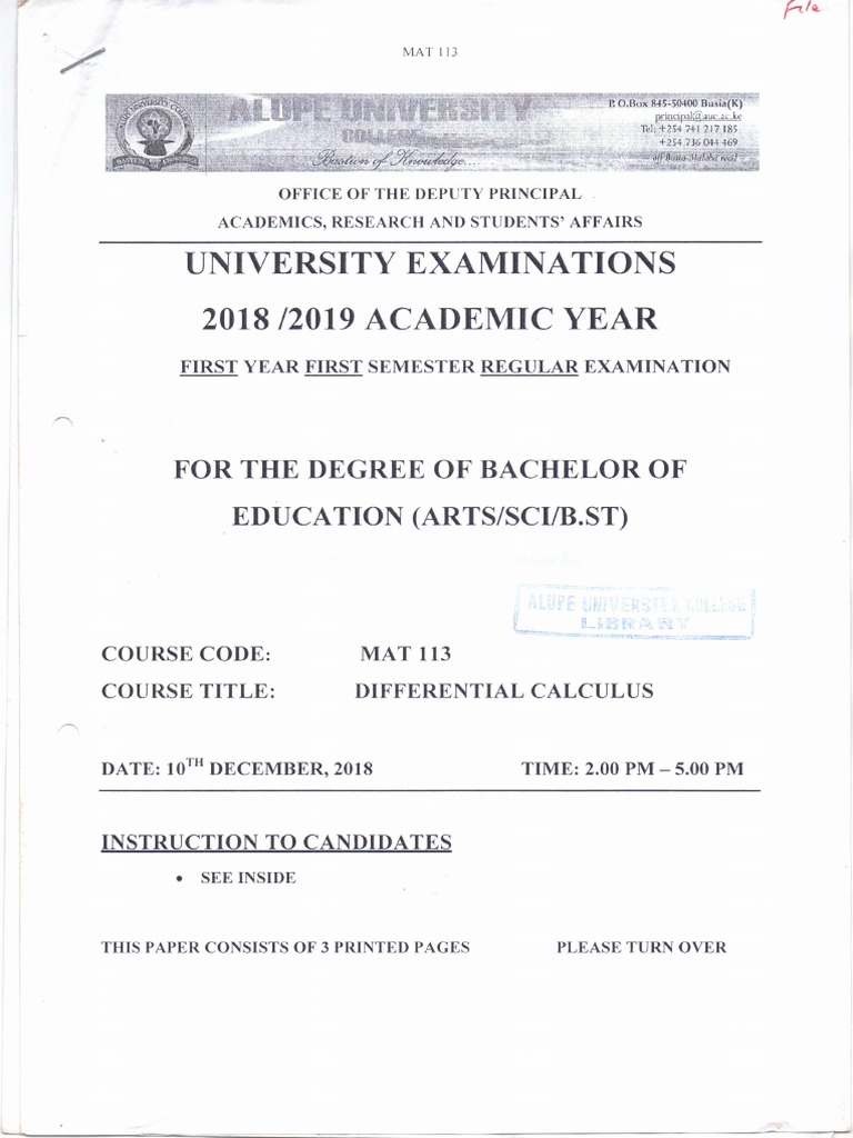 Mat 113 Differential Calculus | PDF | Trigonometric Functions ...