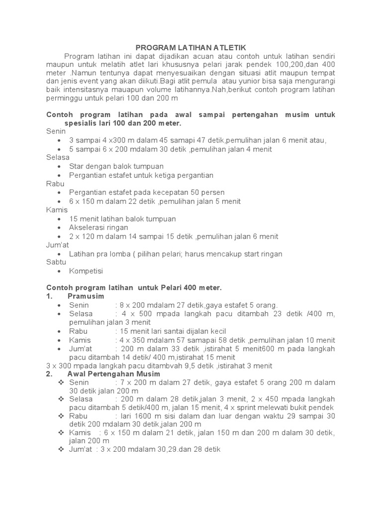 Program Latihan Atletik | PDF