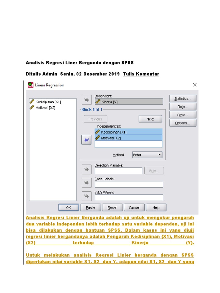 Uji Analisis RLB Dengan SPSS.1 | PDF