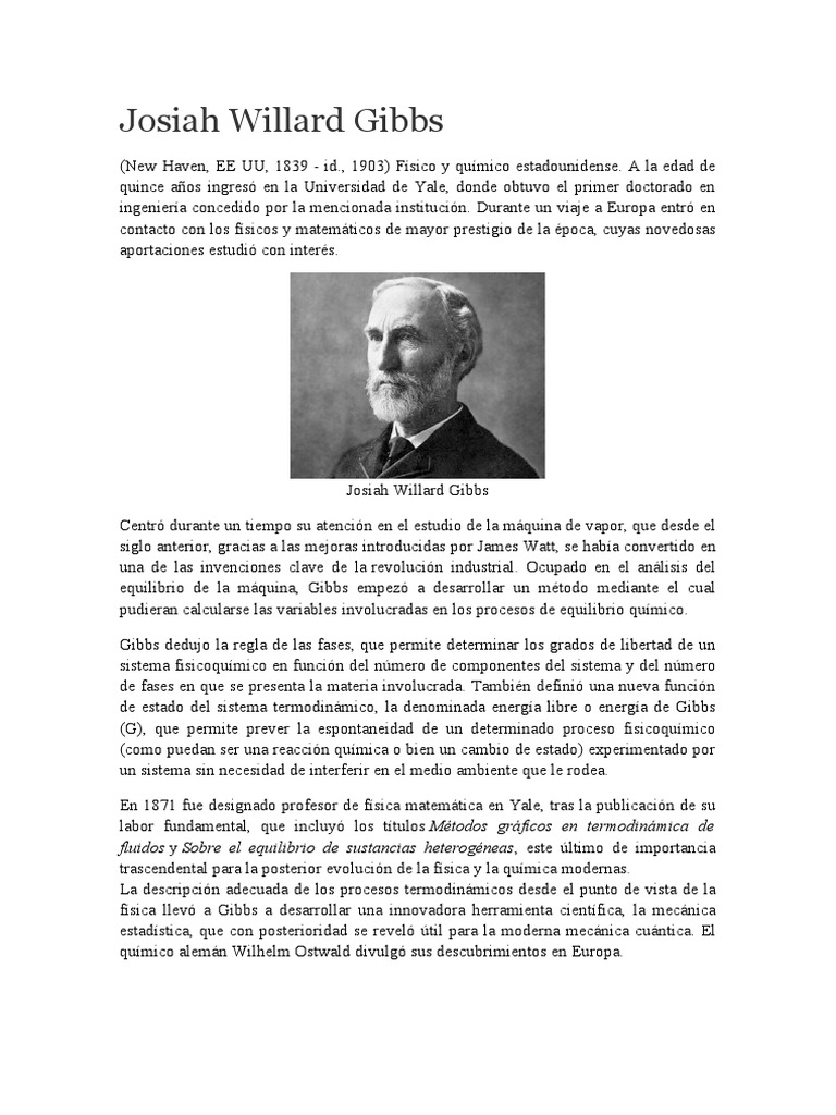 Josiah Willard Gibbs | PDF Josiah Willard Gibbs | PDF