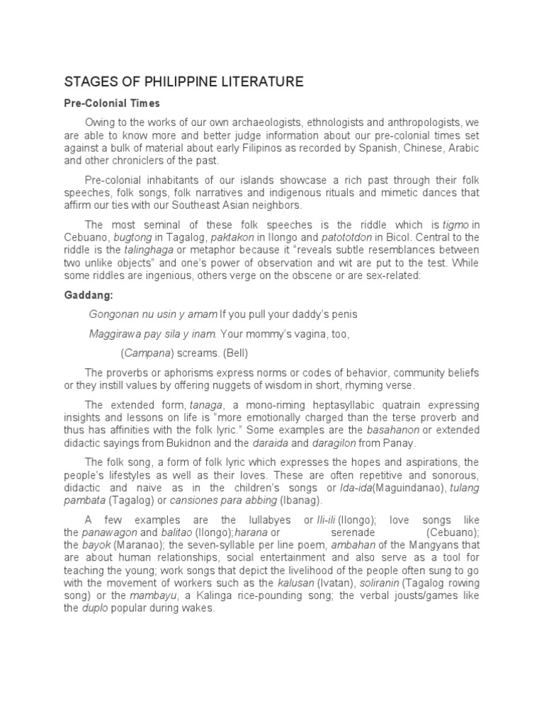 Philippine Literature | PDF | Narration | Plot (Narrative)