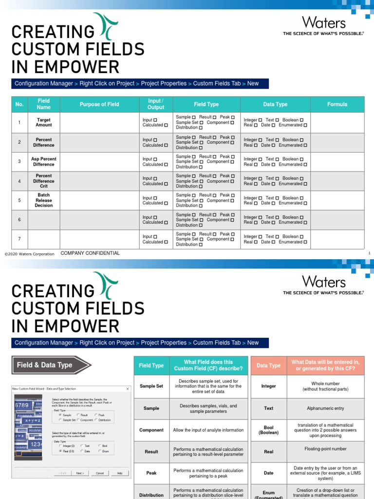 Empower Webinar 3 Worksheet - Creating Custom Fields in Empower - V2 ...