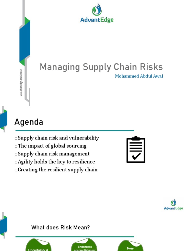 Managing Supply Chain Risks R1 | PDF | Supply Chain | Risk