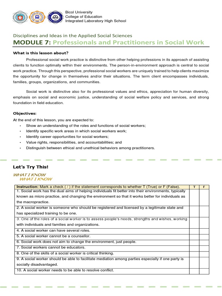 MODULE 7 - The Professionals and Practitioners in The Discipline of ...