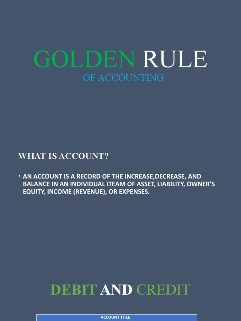 Golden Rule | PDF | Debits And Credits | Economies