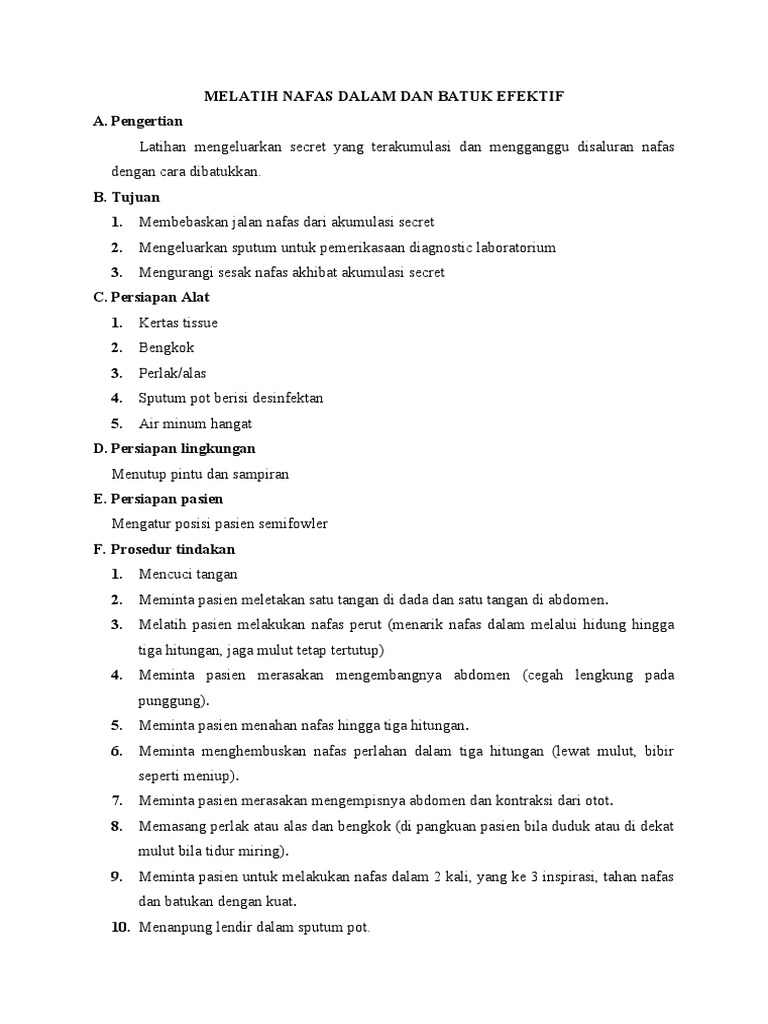 LP Melatih Nafas Dalam Dan Batuk Efektif | PDF