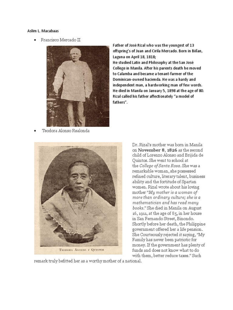 Family Picture of Dr. Jose Rizal | PDF | Philippines