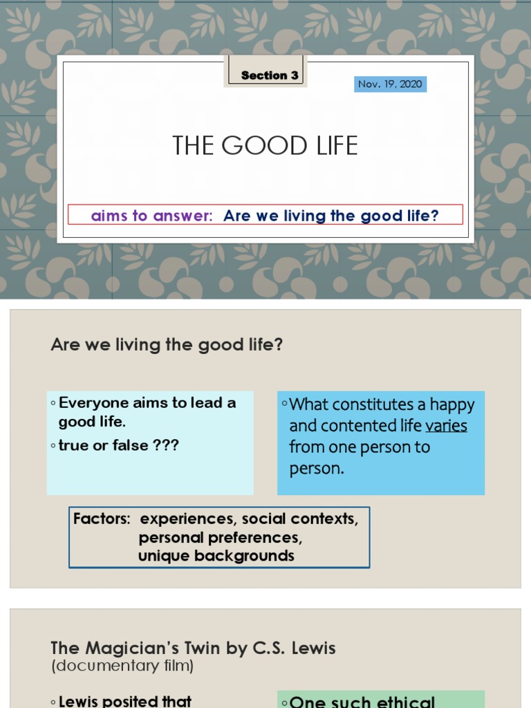 The Good Life | PDF | Virtue | Happiness