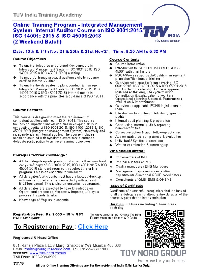 Online Training Program - Integrated Management System Internal Auditor ...