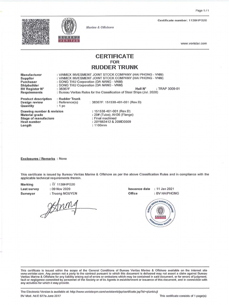 BV Certificate 30M | PDF