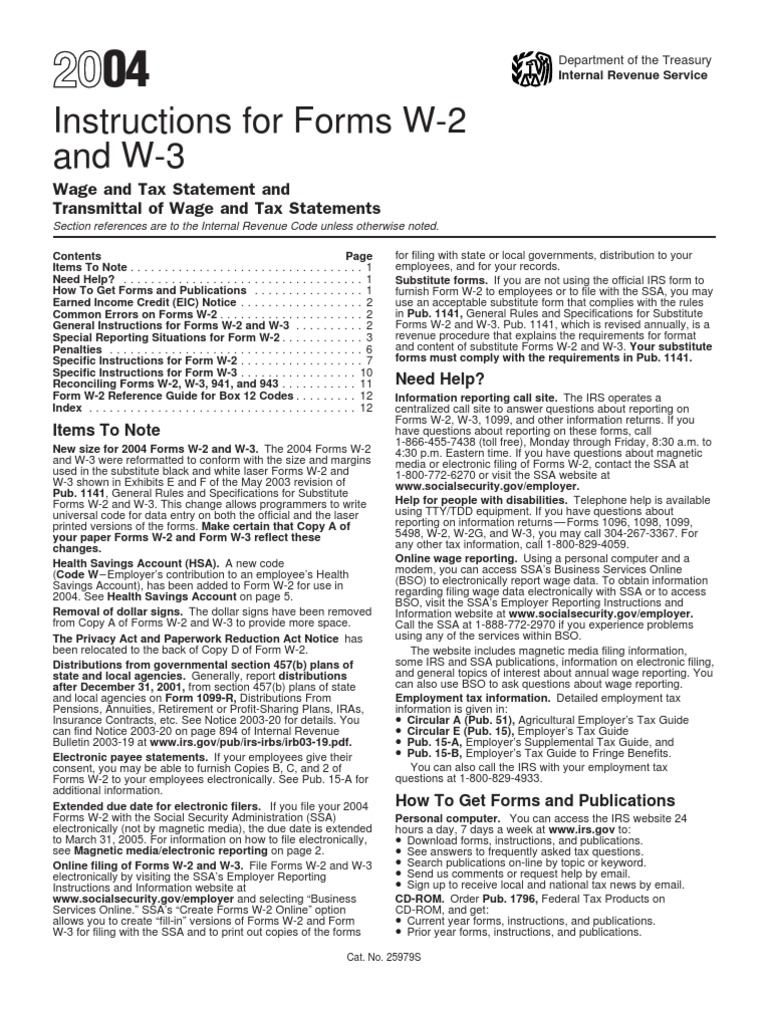 Instructions For Forms W-2 and W-3: Pager/Sgml | PDF | Irs Tax Forms ...