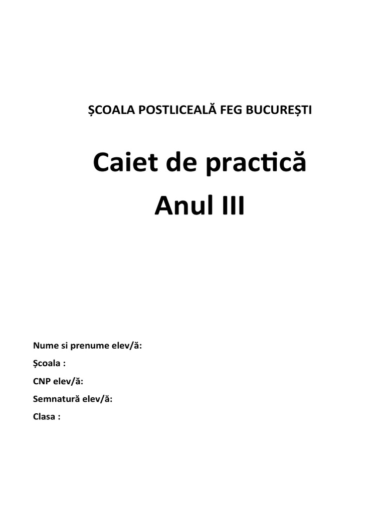 An 3 - Caiet Practica FEG - 2020 | PDF