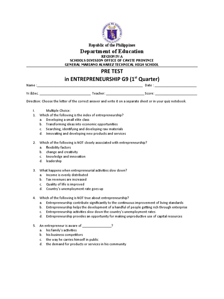 Entrep Diagnostic | PDF | Entrepreneurship | Economies